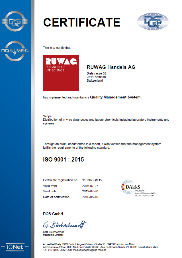 CERTIFICATES | RUWAG SWITZERLAND